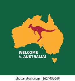 Welcome Australia Vector Poster Australian Map: เวกเตอร์สต็อก (ปลอดค่า ...