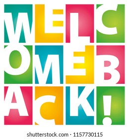 Welcome Back Rectangle Color Letters White: vector de stock (libre de ...