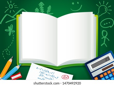 Welcome Back School Background Drawing By Stock Vector (Royalty Free ...