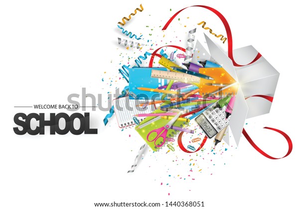 Welcome Back School Background Open White Stock Vector (Royalty Free ...