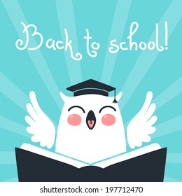 Welcome Back School Card Owl Hand Stock Vector (Royalty Free) 197712470 ...