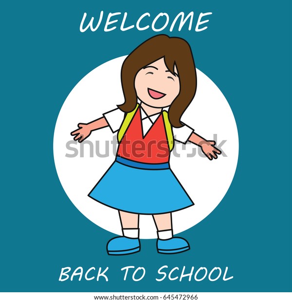 Welcome Back School Cartoon Concept Vector: immagine vettoriale stock ...