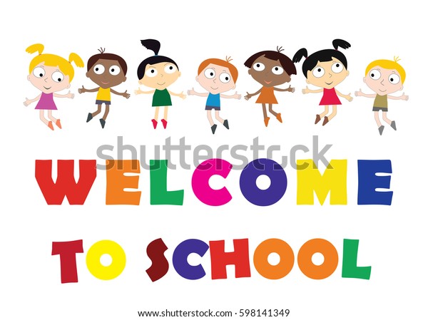 Welcome Back to school concept with children Vector