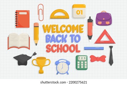 Welcome Back School Elements Stock Vector (Royalty Free) 2200275621 ...