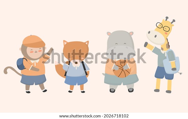 Welcome Back School Funny School Animal Stock Vector (Royalty Free ...