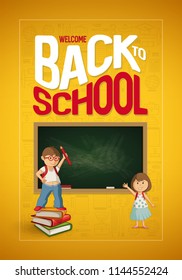 Welcome Back School Poster Design Template Stock Vector (Royalty Free ...