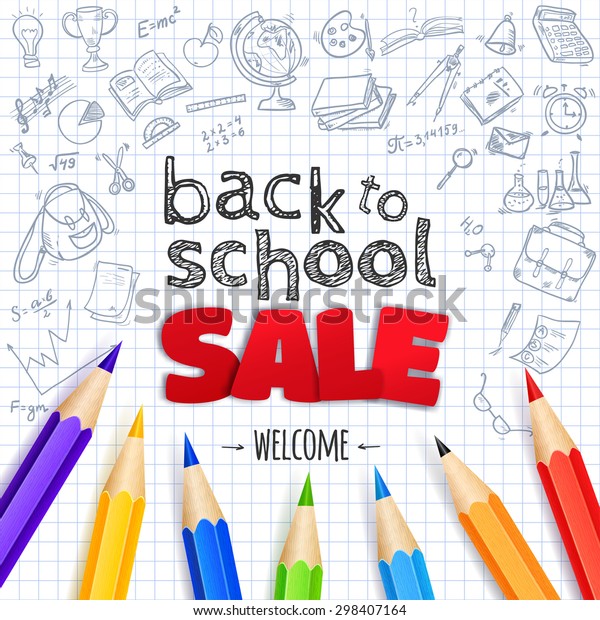 Welcome Back School Sale Background Hand: เวกเตอร์สต็อก (ปลอดค่า ...