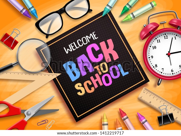 Welcome Back School Vector Banner Design: vector de stock (libre de ...