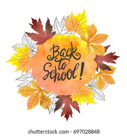 Welcome Back School Vector Illustration Watercolor Stock Vector ...