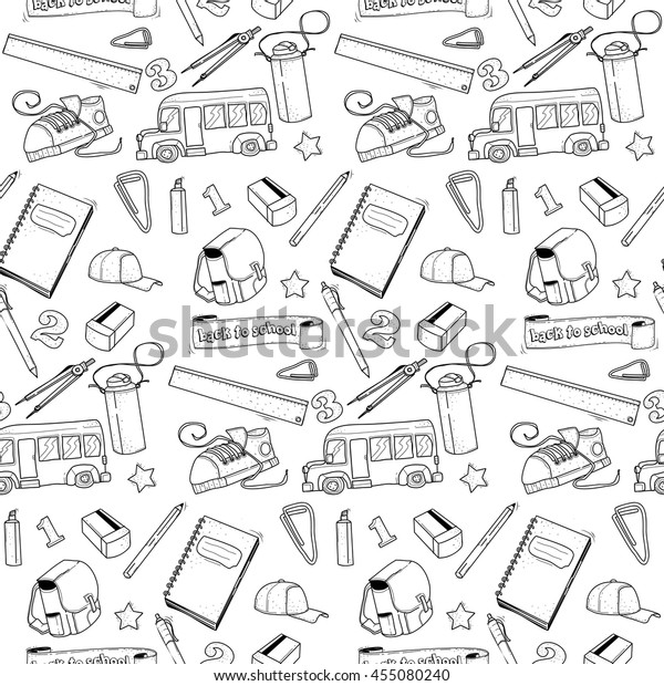 Welcome Back Shcool Doodle Pattern Stock Vector (Royalty Free ...