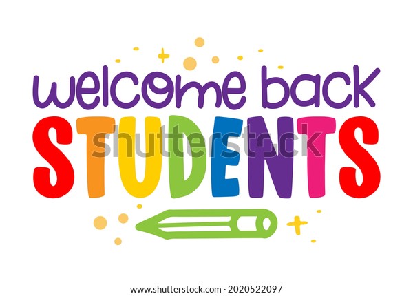 Welcome Back Students School Colorful Typography: เวกเตอร์สต็อก (ปลอด ...