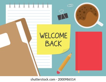 Welcome Back Written On Yellow Sticky Stock Vector (Royalty Free ...