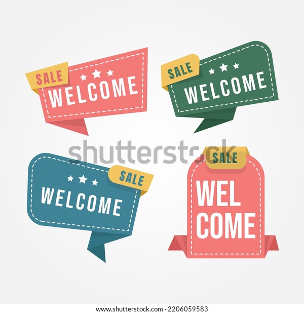Welcome Banner Template Welcome Ribbon Label Stock Vector (Royalty Free ...