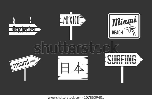 Welcome Board Icon Set Vector White Stock Vector (Royalty Free ...
