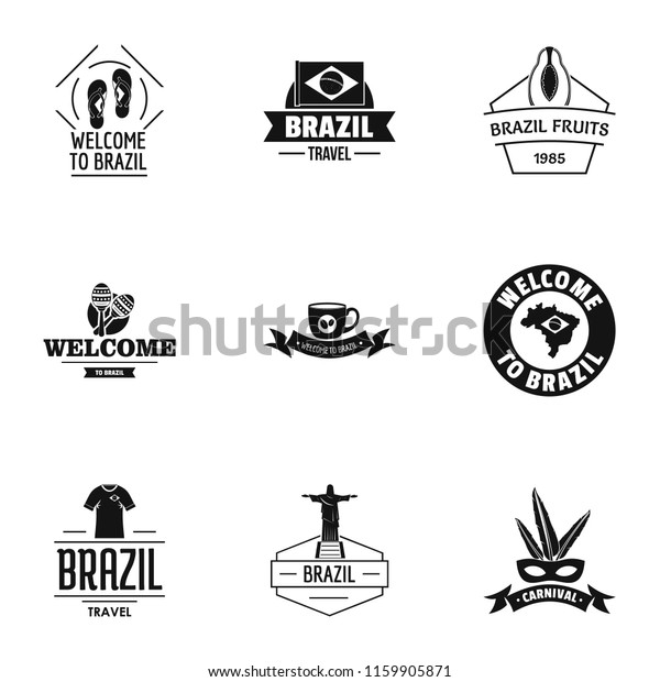 Welcome Brazil Logo Set Simple Set Stock Vector (Royalty Free ...
