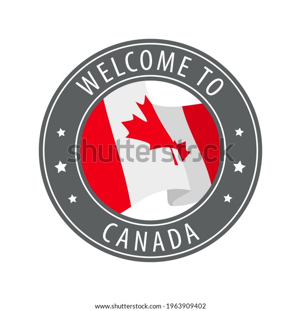 Welcome Canada Gray Stamp Waving Country Stock Vector (Royalty Free ...