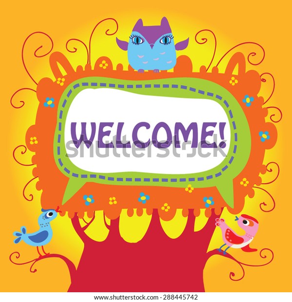 Welcome Card Design Vector Illustration Cute Stock Vector (Royalty Free ...