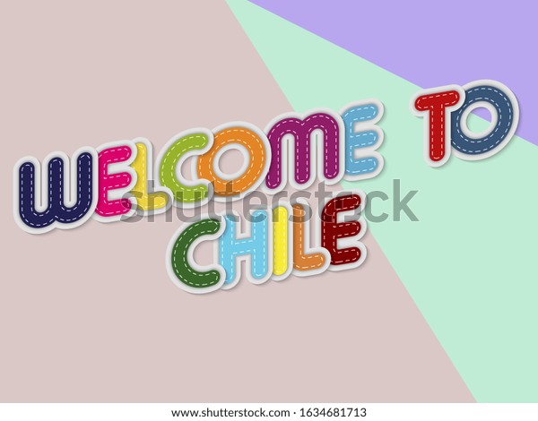 Welcome Chile Letters Banner Border Stitches: Stock-Vektorgrafik ...