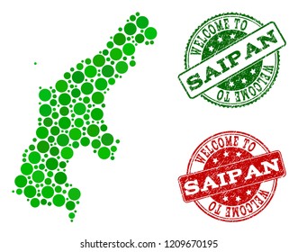Welcome Collage Map Saipan Island Grunge Stock Vector (Royalty Free ...