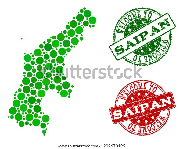 Welcome Collage Map Saipan Island Grunge Stock Vector (Royalty Free ...
