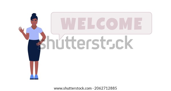 Welcome Concept Greeting Character Welcome Vector Stock Vector (Royalty ...
