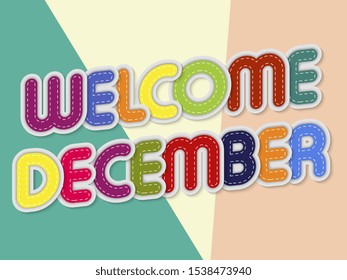 Welcome December Letters Banner Border Stitches Stock Vector (Royalty ...