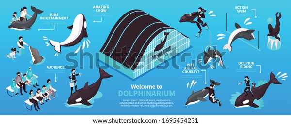 Welcome Dolphinarium Isometric Infographics Layout Dolphin Stock Vector ...