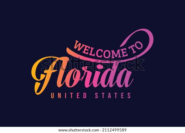 Welcome Florida Word Text Creative Font: เวกเตอร์สต็อก (ปลอดค่า ...
