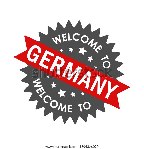 Welcome Germany Round Label Red Ribbon Stock Vector (Royalty Free ...