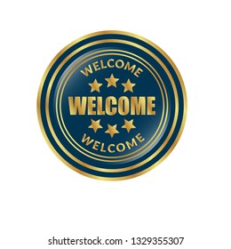 Welcome Glossy Button Labelsignstickeremblem Stock Vector (Royalty Free ...