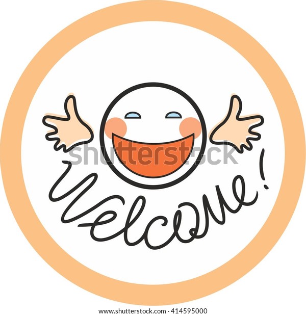 Welcome Happy Face Icon Round Face Stock Vector (Royalty Free ...