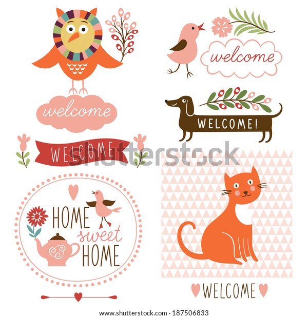 Welcome Home Decor Elements Stock Vector (Royalty Free) 187506833
