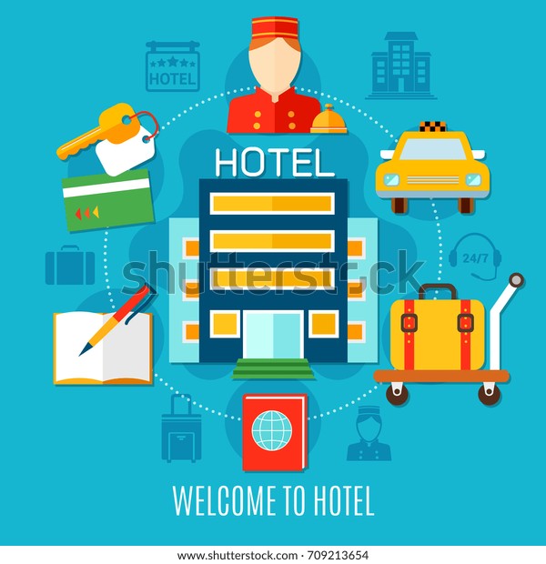 Welcome Hotel Design Concept Bellman Figurine Stock Vector (Royalty ...