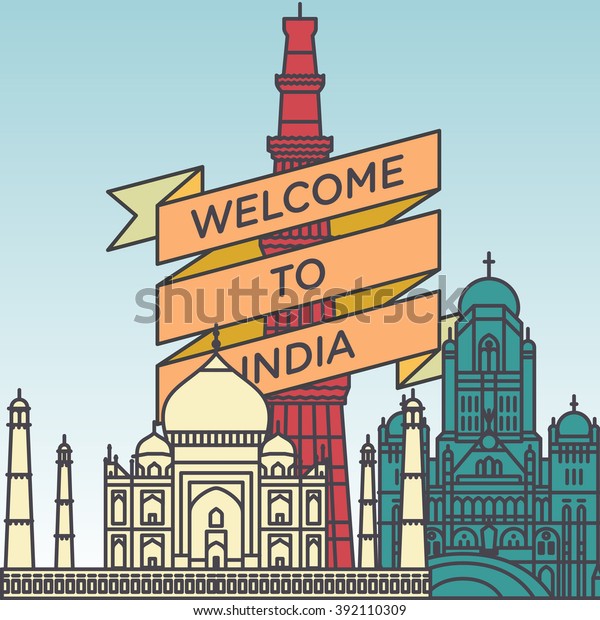 Welcome India Poster Stock Vector (Royalty Free) 392110309 | Shutterstock