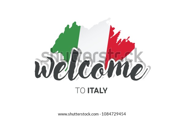 Welcome Italy Flag Sign Logo Icon Stock Vector (Royalty Free) 1084729454