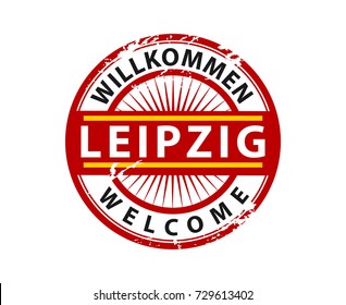 Welcome Leipzig German City Sign Badge: vector de stock (libre de ...