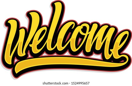 Welcome Lettering Font Vector Design: เวกเตอร์สต็อก (ปลอดค่าลิขสิทธิ์ ...