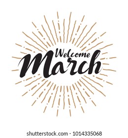 Welcome March Vector Hand Written Text Stock Vector (Royalty Free ...