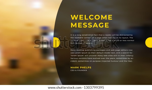 Welcome Message Business Presentation Template Design: стоковая ...