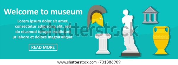 Welcome Museum Banner Horizontal Conceptflat Illustration Stock Vector ...