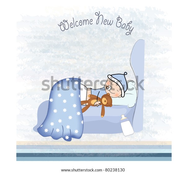 Welcome New Baby Boy Stock Vector (Royalty Free) 80238130 | Shutterstock