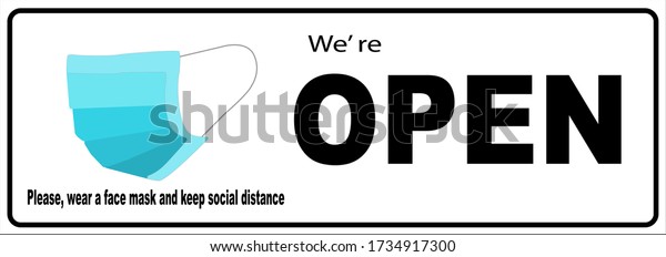 Welcome now open keep social distance and use face mask. Vector.Welcome ...
