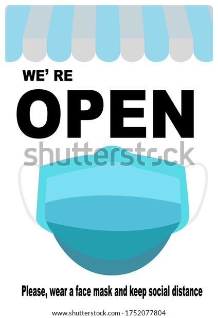 Welcome Now Open Keep Social Distance Stock Vector (Royalty Free ...
