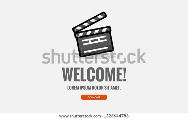 Welcome Page Interface Design Clapperboard Vector: стоковая векторная ...