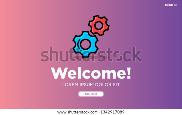 Welcome Page Interface Design Gear Illustration: เวกเตอร์สต็อก (ปลอดค่า ...