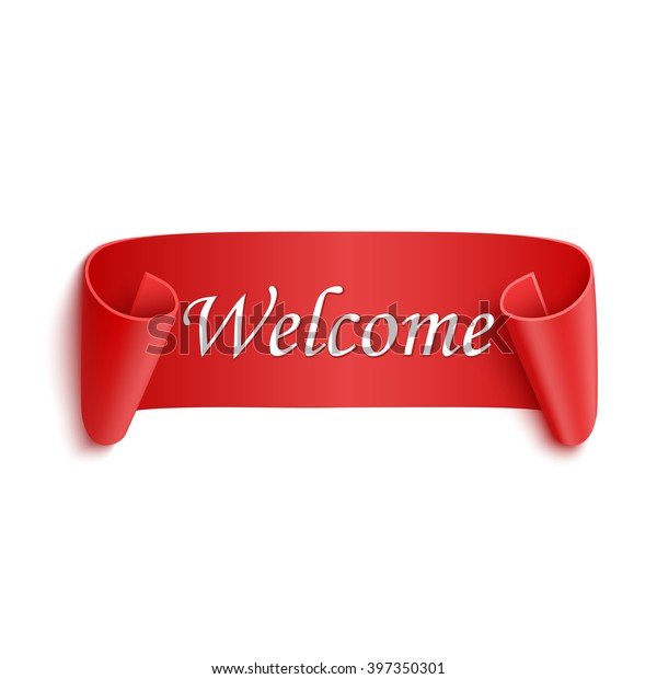Welcome Red Realistic Sticker Isolated On Stock Vector (Royalty Free ...