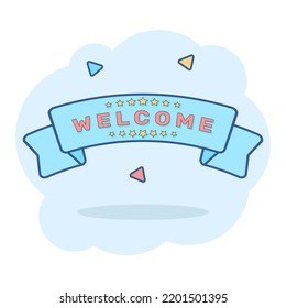 Welcome Ribbon Vector Icon Comic Style Stock Vector (Royalty Free ...