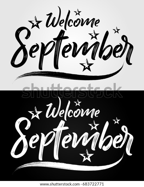 Welcome September Grunge Brush Vector Greeting Stock Vector (Royalty ...