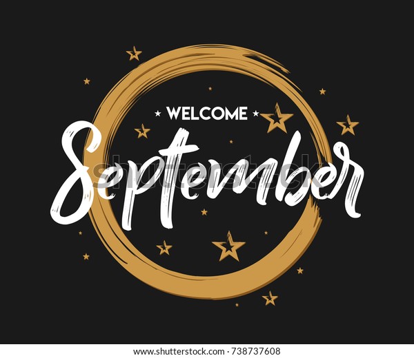 Welcome September Grunge Vector Greeting New Stock Vector (Royalty Free ...