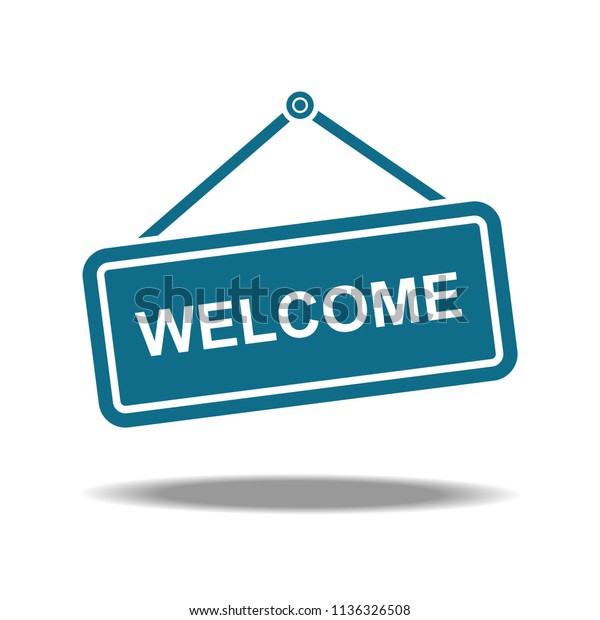Welcome Sign Icon Modern Flat Style: vector de stock (libre de regalías ...